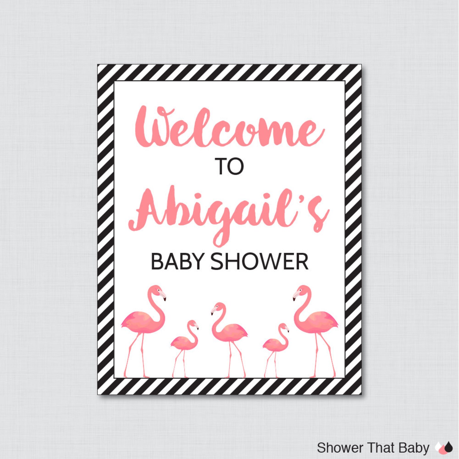 Flamingo Baby Shower Welcome Sign Printable Personalized | Etsy