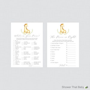 Watercolor Giraffe Baby Shower Games Package - Seven Printable Games ...