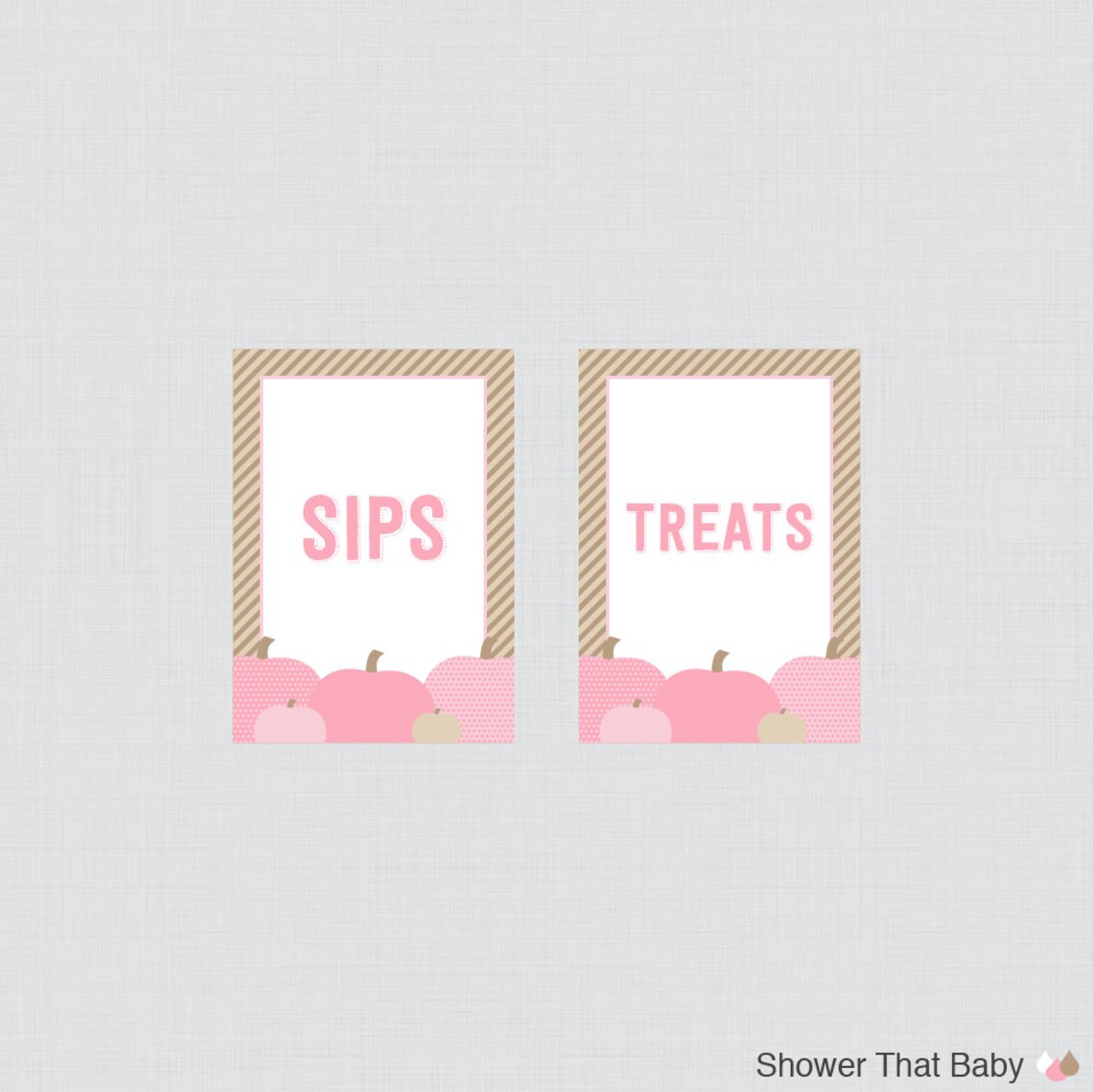 Printable Pink Pumpkin Baby Shower Table Signs SIX Signs | Etsy