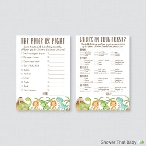 Dinosaur Baby Shower Games Package - 7 Printable Games: Bingo, Price is ...