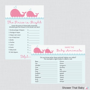 Whale Baby Shower Games Package - Seven Printable Games: Bingo, Price ...