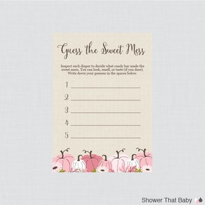 Pink Pumpkin Baby Shower Diaper Candy Bar Game Printable Guess the ...