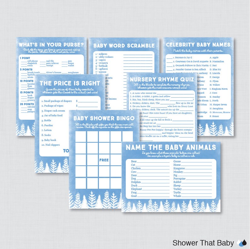 Winter Wonderland Baby Shower Games Package With Seven - Etsy