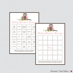 Owl Baby Shower Games Package in Pink and Brown - Seven Printable Owl ...