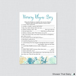 Beach Themed Baby Shower Nursery Rhyme Quiz Game Printable - Etsy