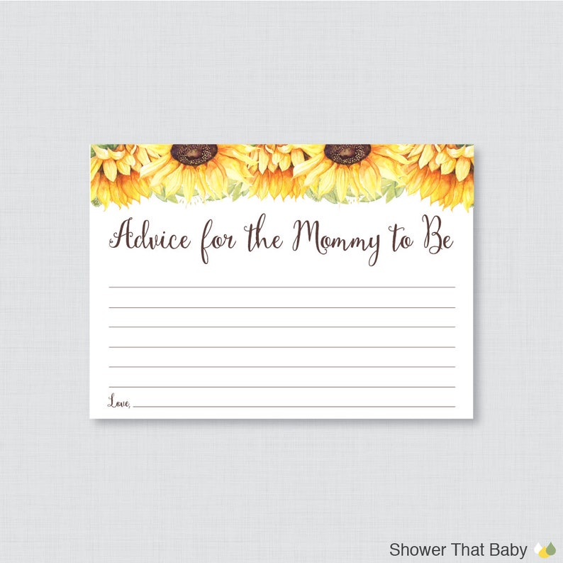 Sunflower Advice For Mommy To Be Cards And Sign Printable Etsy