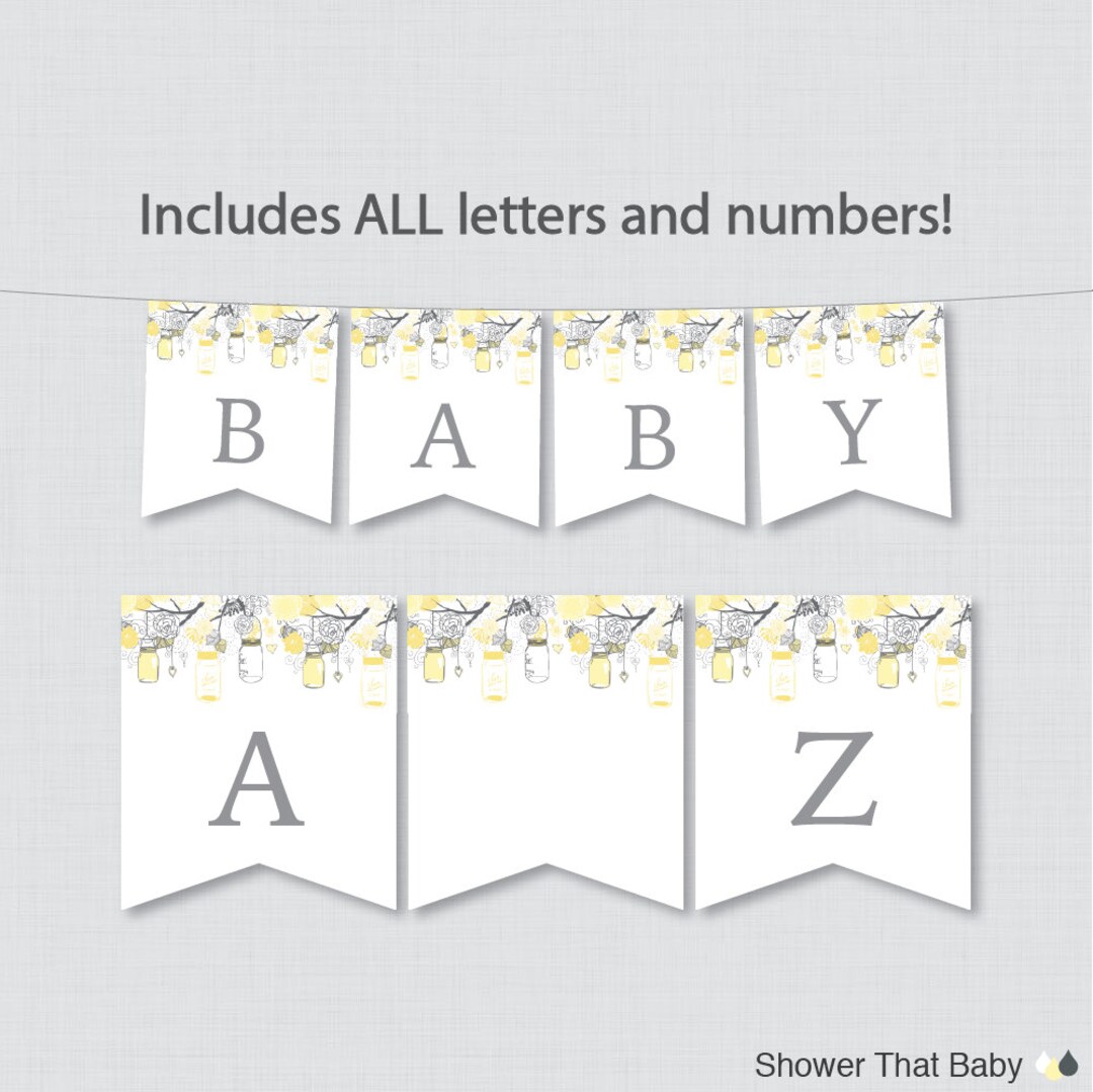 Printable Mason Jar Baby Shower Banner With ALL Letters and - Etsy