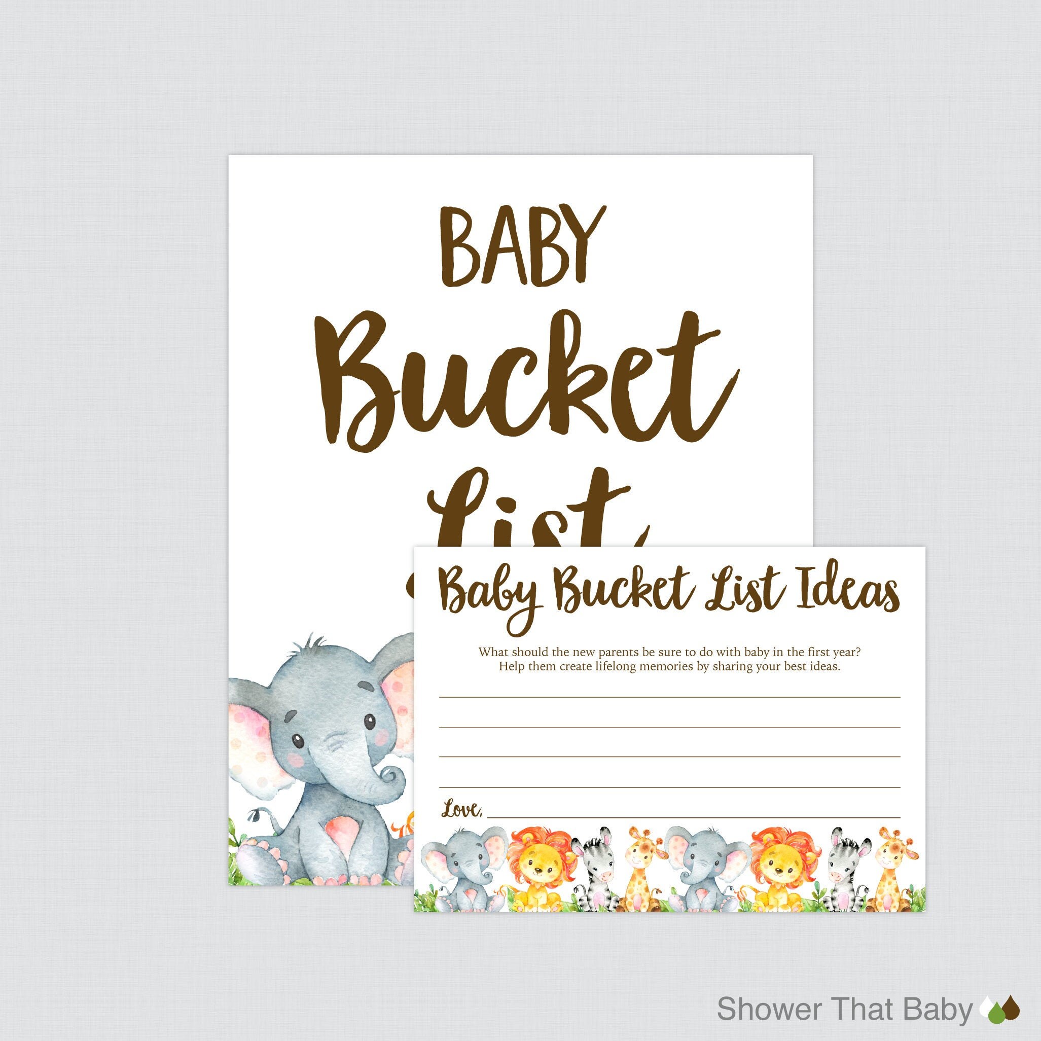 Safari Baby Bucket List Activity - Printable Safari Animal Themed Baby ...