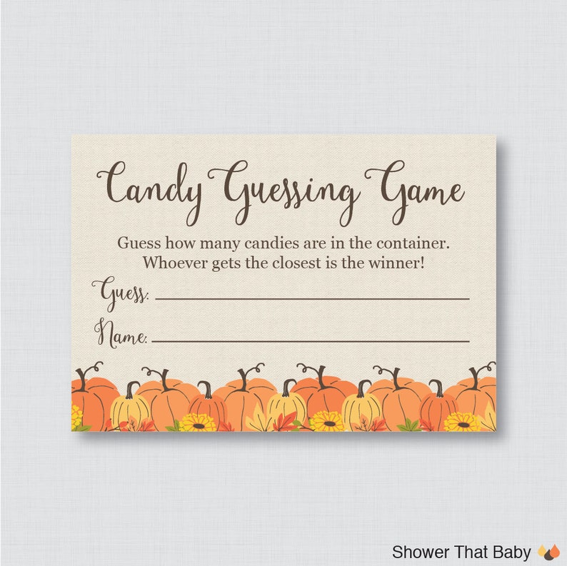 Pumpkin Baby Shower Candy Guessing Game Printable - Guess How Many ...