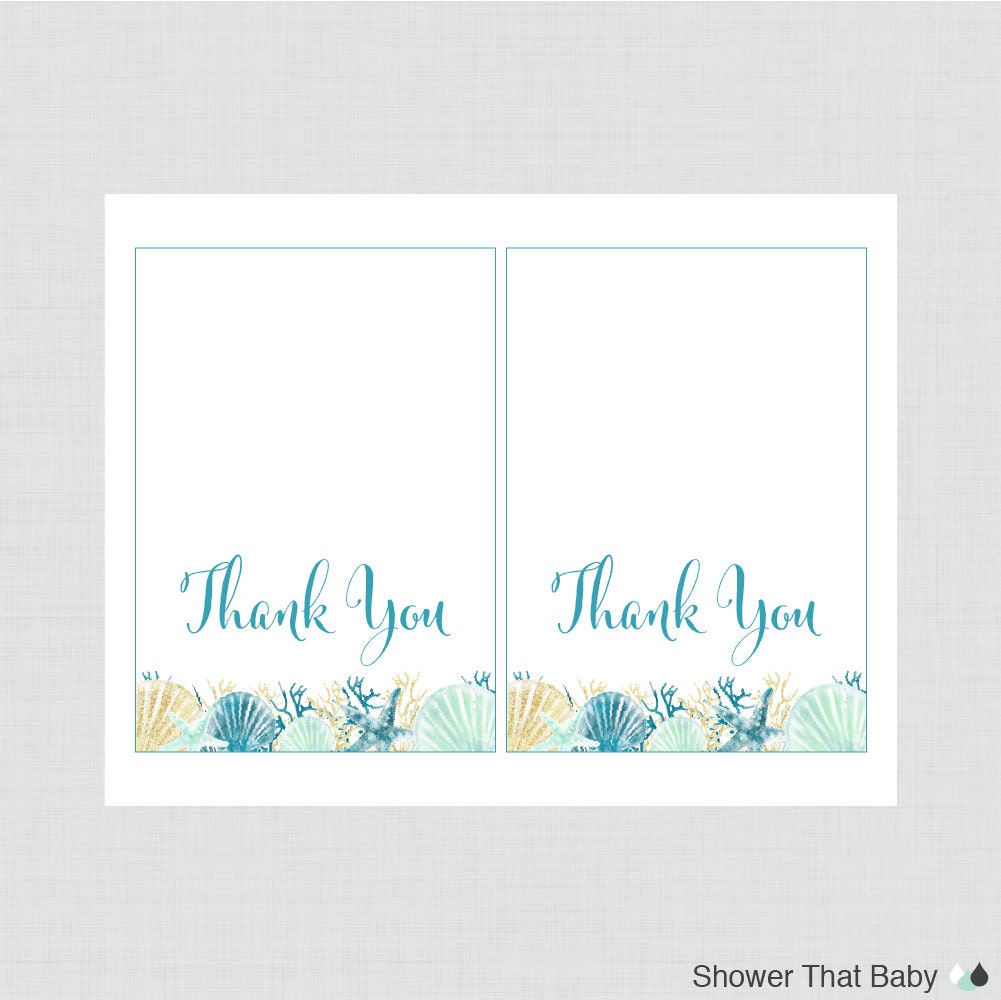 Printable Beach Themed Thank You Card Instant Download | Etsy