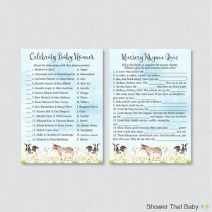 Farm Animal Baby Shower Games Package - Seven Printable Games: Bingo ...