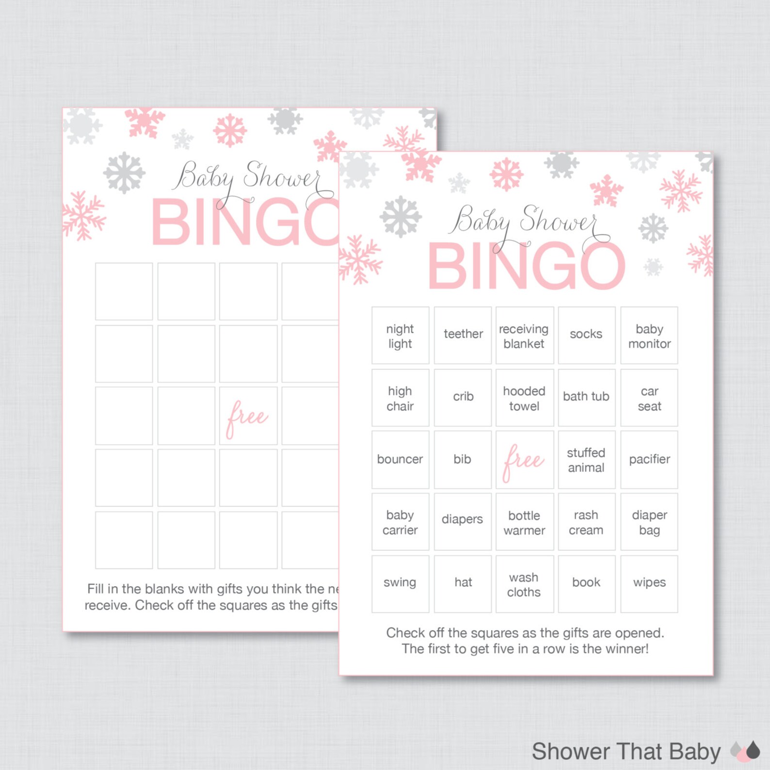 Winter Baby Shower Bingo Cards Printable Prefilled Bingo - Etsy
