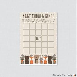 Winter Woodland Animal Baby Shower Bingo Cards - Printable Blank Bingo ...