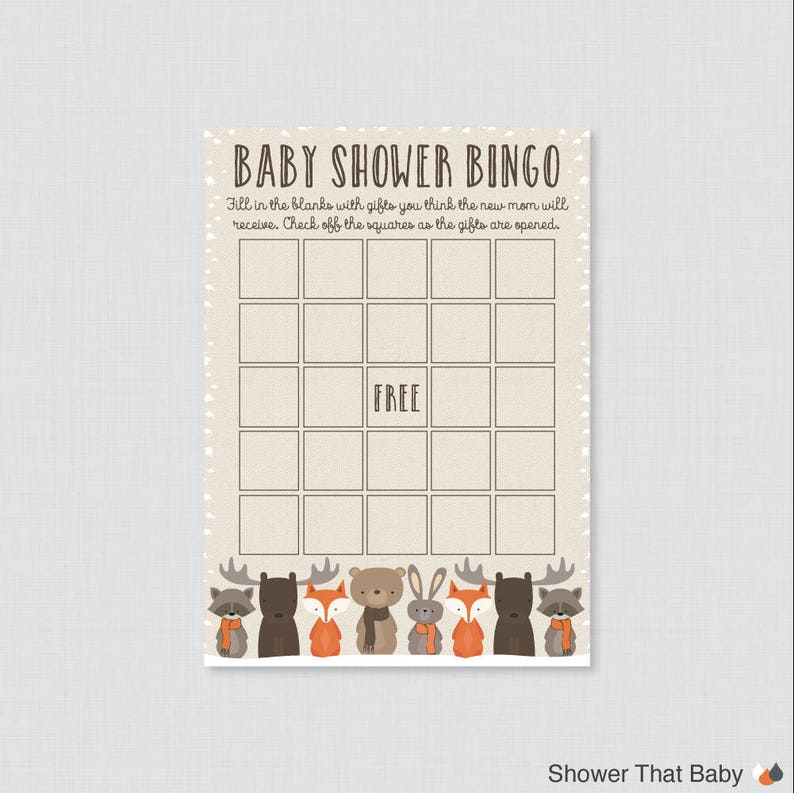 Winter Woodland Animal Baby Shower Bingo Cards Printable - Etsy