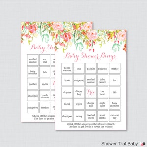 Floral Baby Shower Bingo Cards - Printable Blank Bingo Cards AND ...