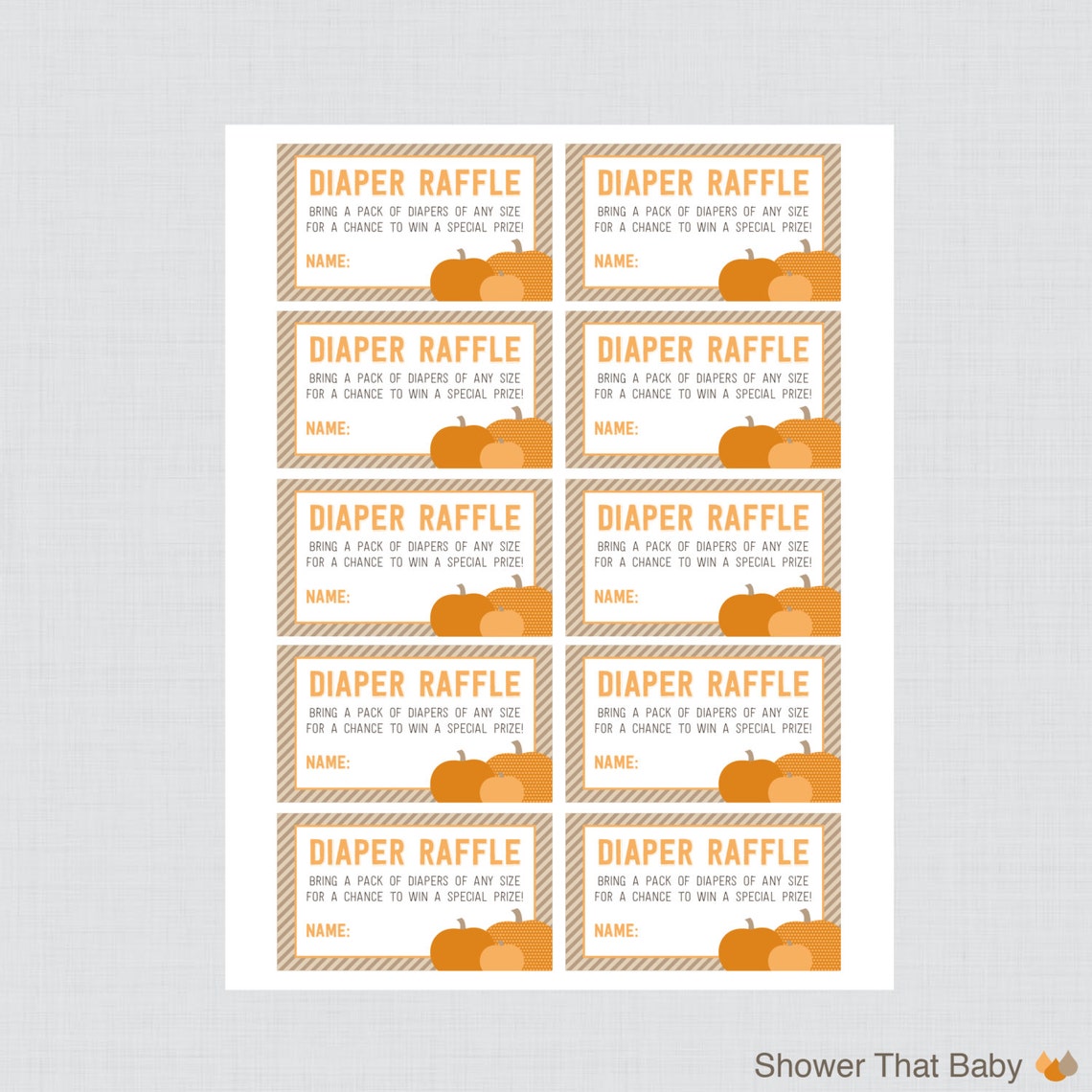 Little Pumpkin Baby Shower Diaper Raffle Ticket Cards and - Etsy