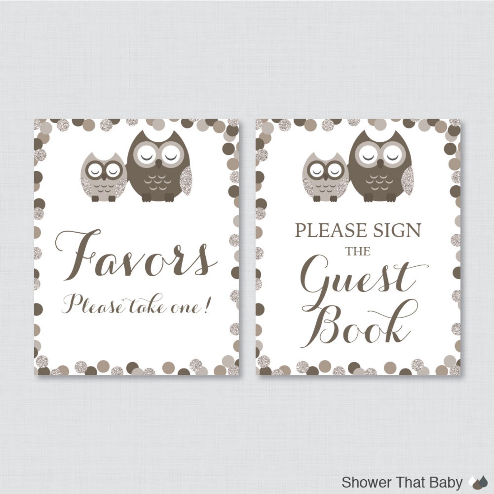 Printable Brown Owl Baby Shower Table Signs EIGHT Signs - Etsy