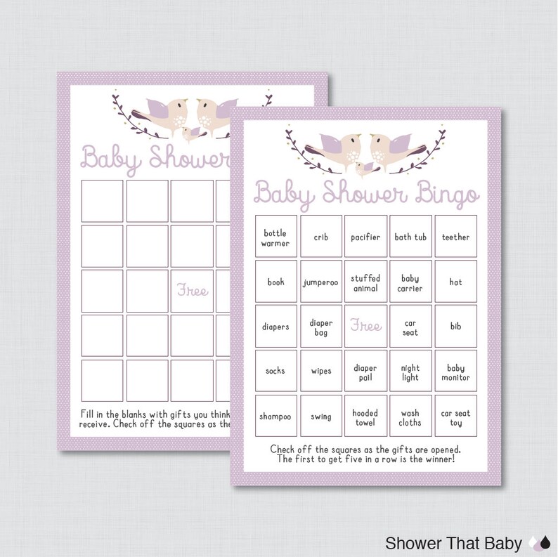 Bird Baby Shower Games Package Seven Printable Games: Bingo | Etsy