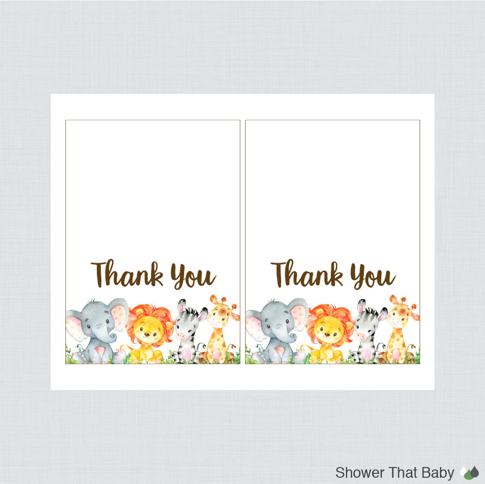 Printable Safari Thank You Card Printable Instant Download - Etsy