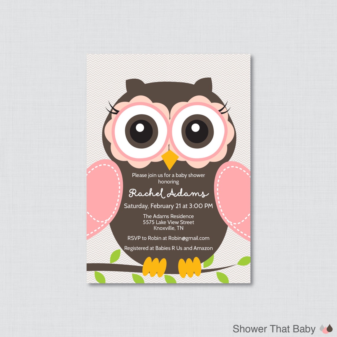 Owl Baby Shower Invitation Printable or Printed Owl Themed - Etsy