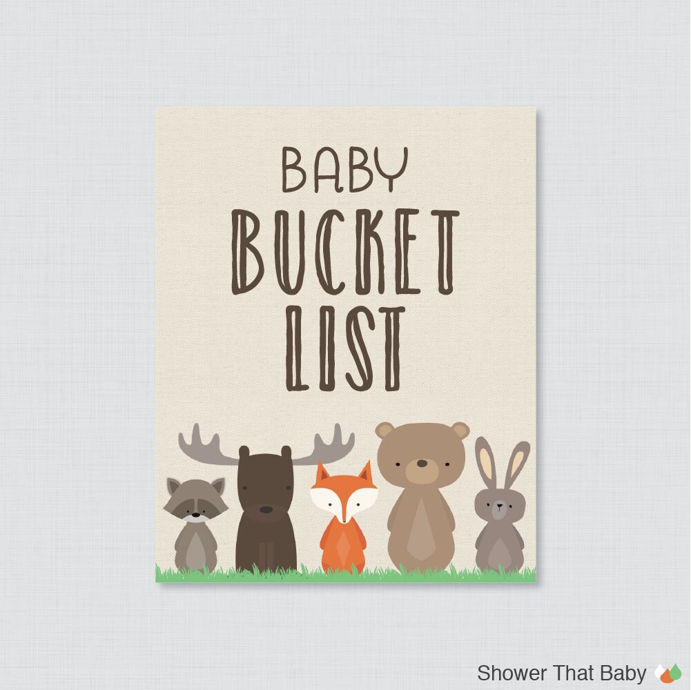 Woodland Baby Bucket List Activity - Printable Woodland Animal Themed ...
