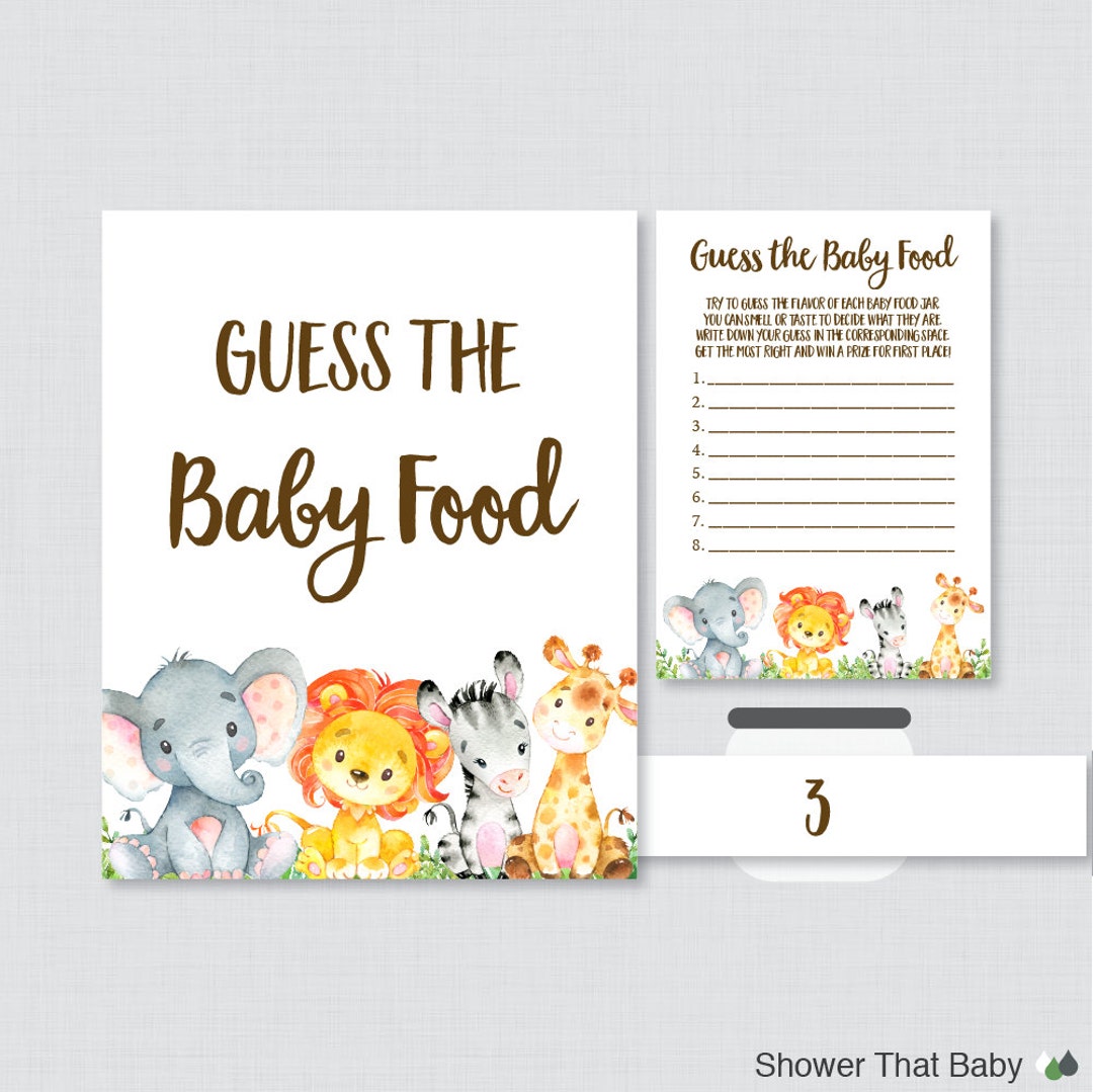 Safari Baby Shower Game Guess the Baby Food Activity - Printable Safari ...