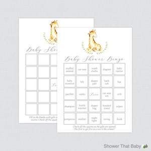 Watercolor Giraffe Baby Shower Games Package - Seven Printable Games ...