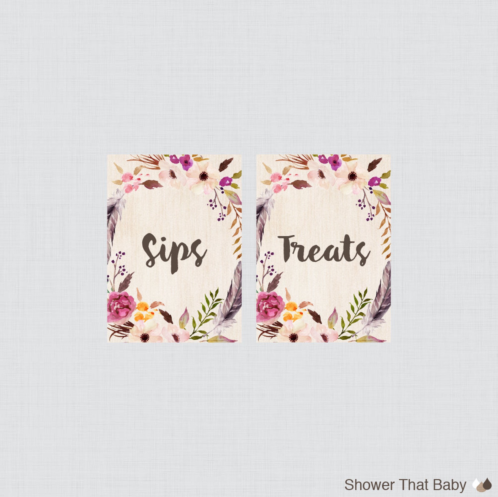 Printable Boho Baby Shower Table Signs - SIX Signs! Welcome Sign ...