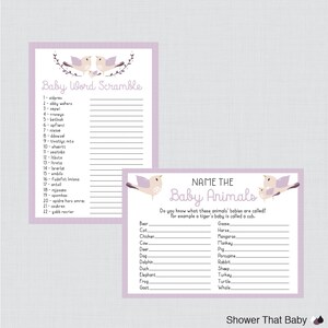 Bird Baby Shower Games Package - Seven Printable Games: Bingo, Price is ...