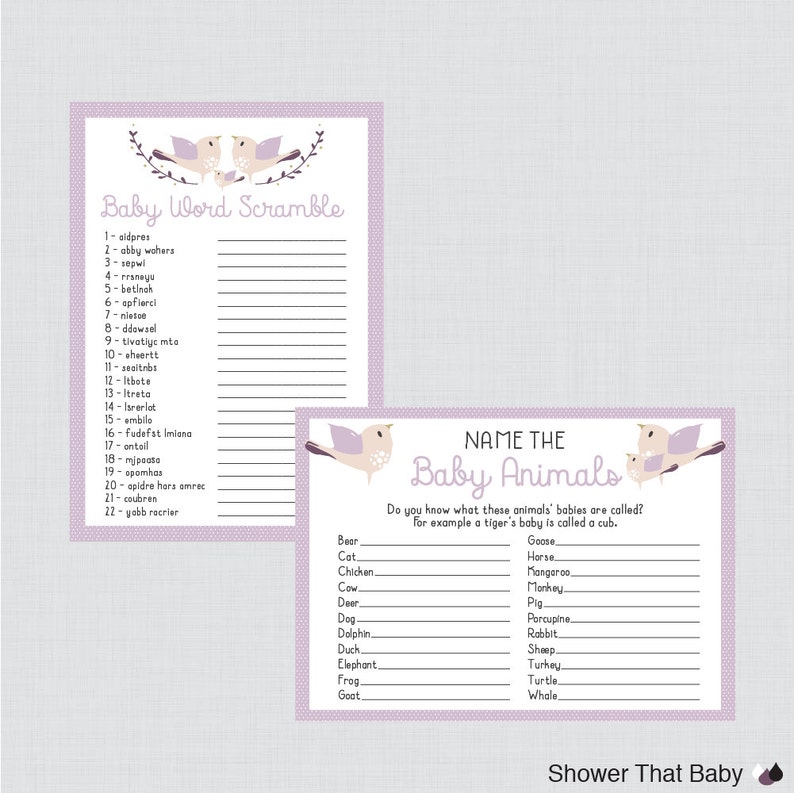 Bird Baby Shower Games Package Seven Printable Games: Bingo | Etsy