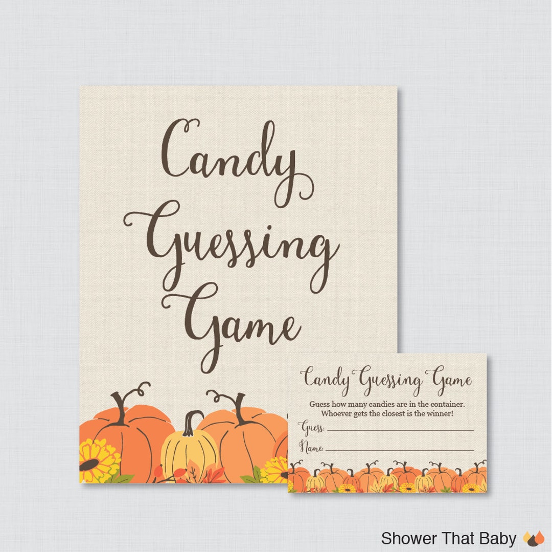 Pumpkin Baby Shower Candy Guessing Game Printable - Guess How Many ...