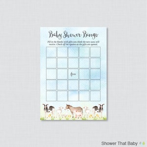 Farm Animal Baby Shower Bingo Cards - Printable Blank Bingo Cards AND ...