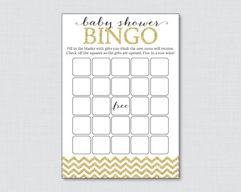 60 Prefilled Baby Bingo Game Cards Gold Baby Shower Games - Etsy