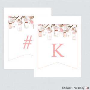 Printable Mason Jar Baby Shower Banner With ALL Letters and Numbers ...