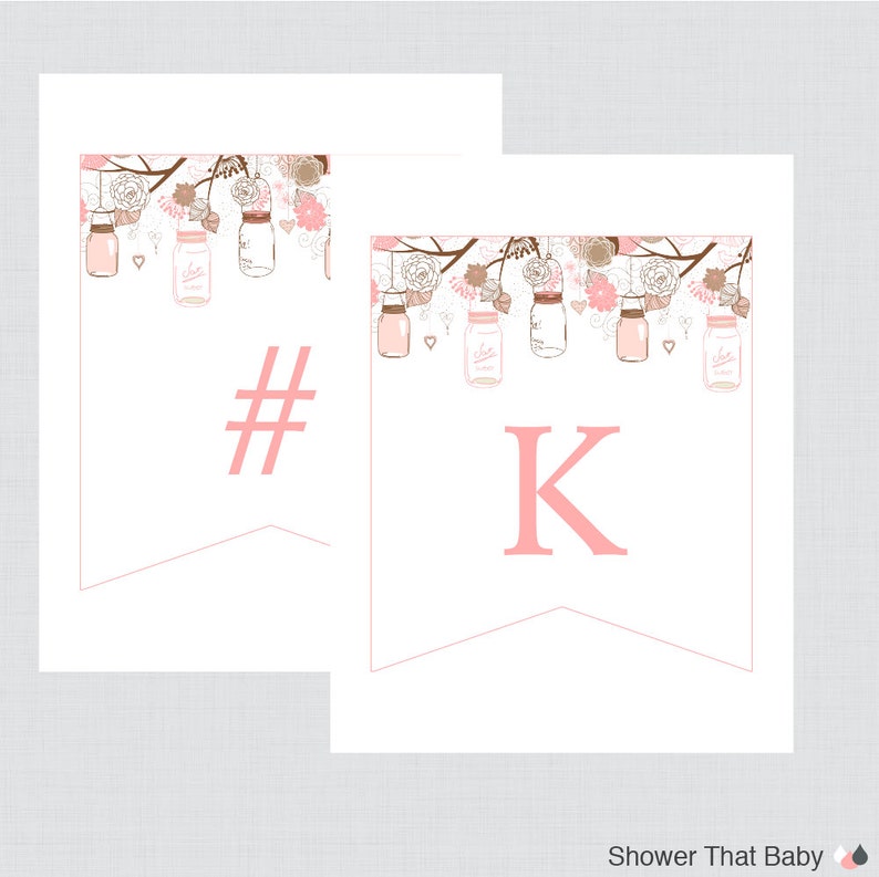 Printable Mason Jar Baby Shower Banner With ALL Letters and - Etsy