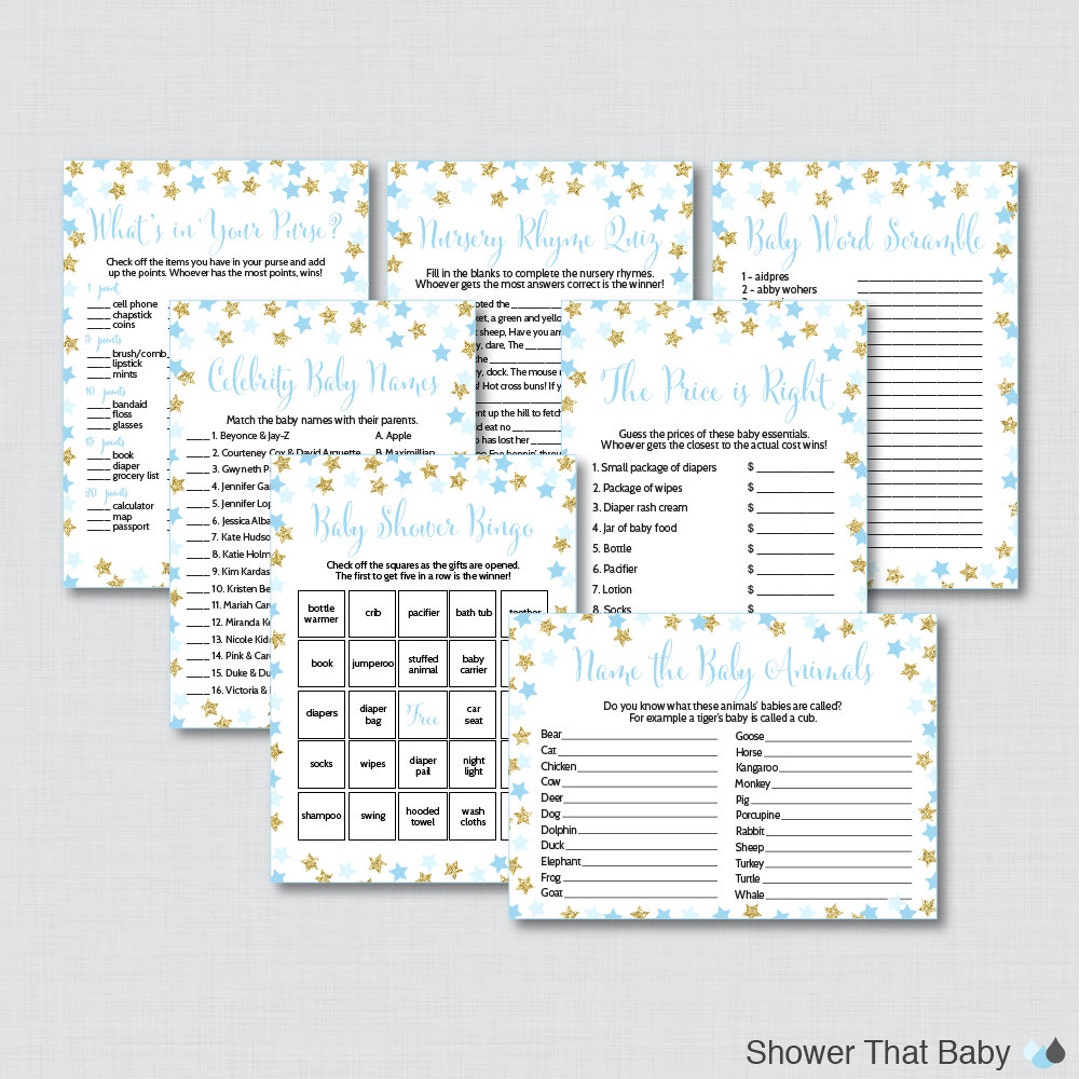 Star Baby Shower Games Package - Seven Printable Games: Bingo, Price is ...
