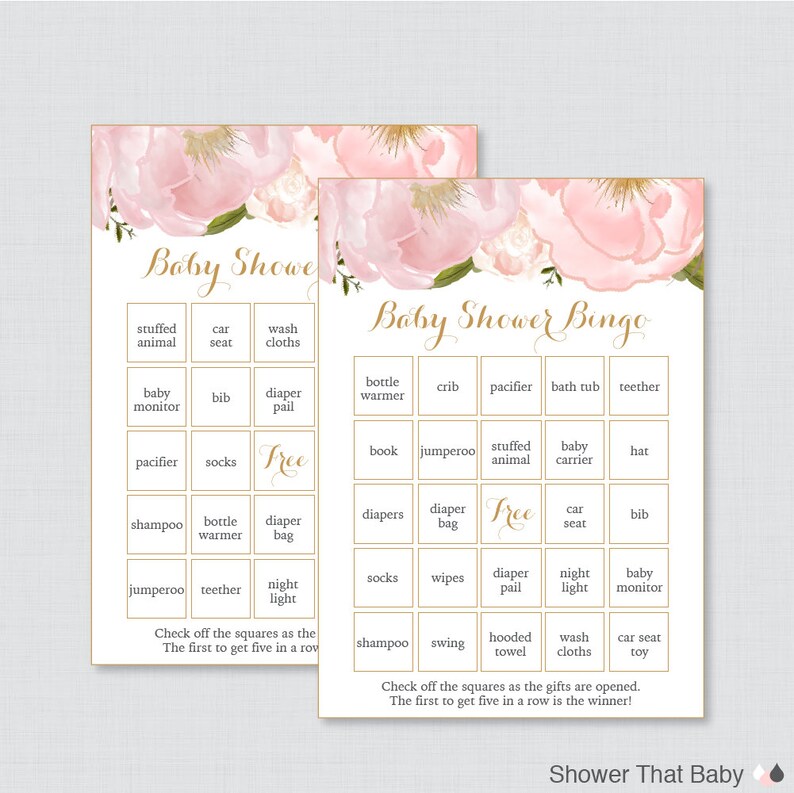 Floral Baby Shower Bingo Cards Printable Blank Bingo Cards | Etsy