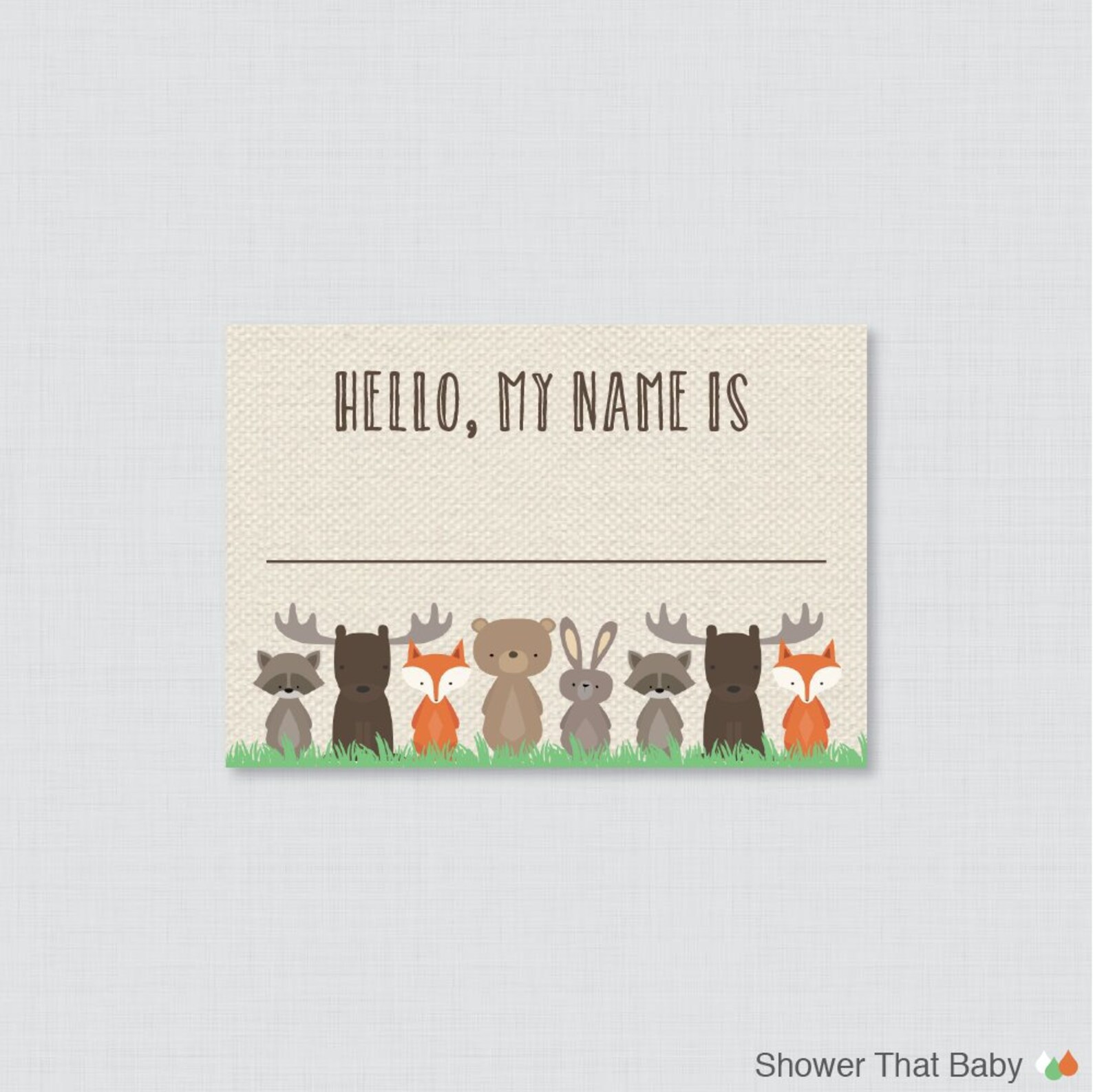Woodland Name Tag Stickers Printed Woodland Baby Shower Name - Etsy