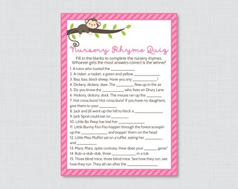 Nursery Rhyme Quiz Baby Shower Games Printable Baby Shower - Etsy Canada