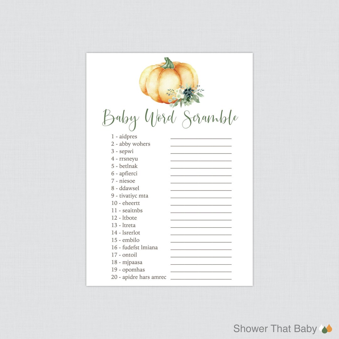 Watercolor Pumpkin Word Scramble Game Printable Instant - Etsy