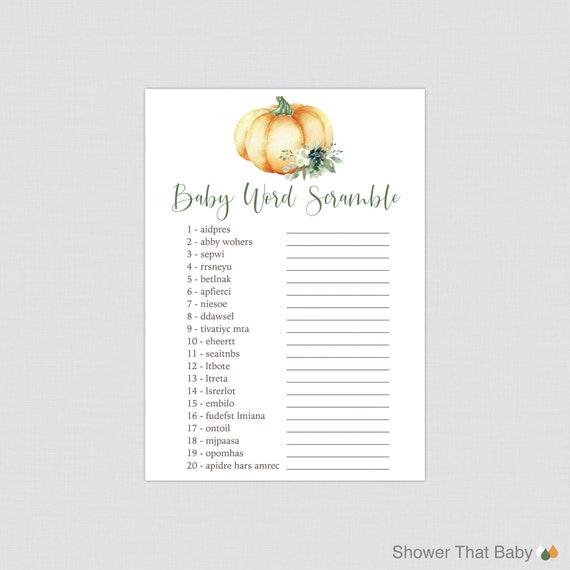 Watercolor Pumpkin Word Scramble Game Printable Instant | Etsy