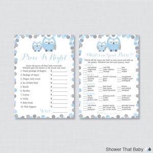 Blue Owl Baby Shower Games Package - Seven Printable Games: Bingo ...