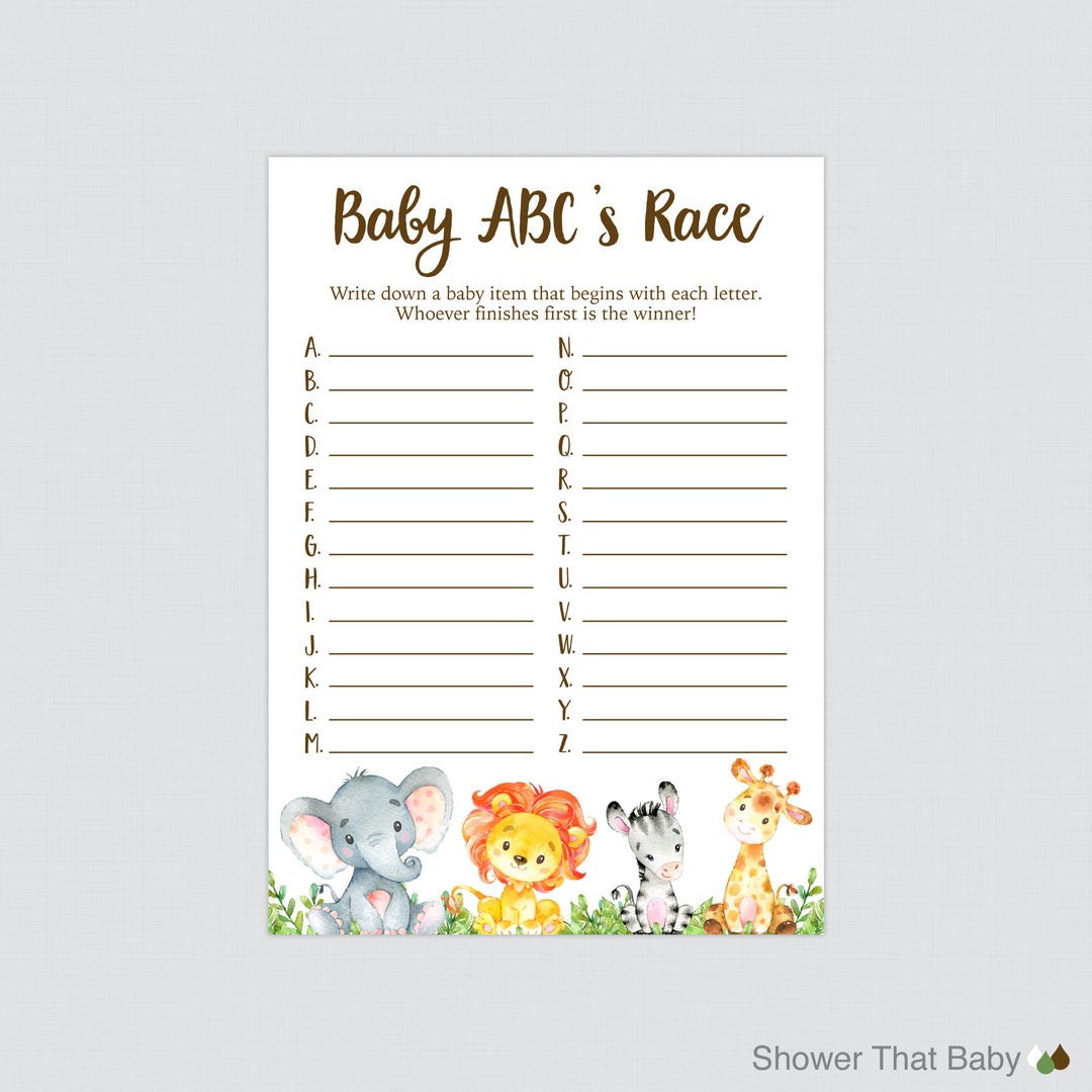 Safari Baby Shower ABC Game Printable - Safari Themed Baby Shower Baby ...