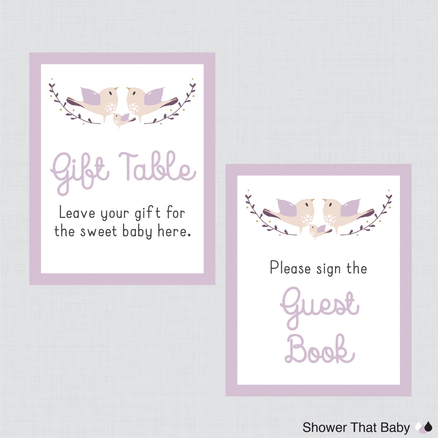 Printable Bird Baby Shower Table Signs - SIX Signs! Welcome Sign ...