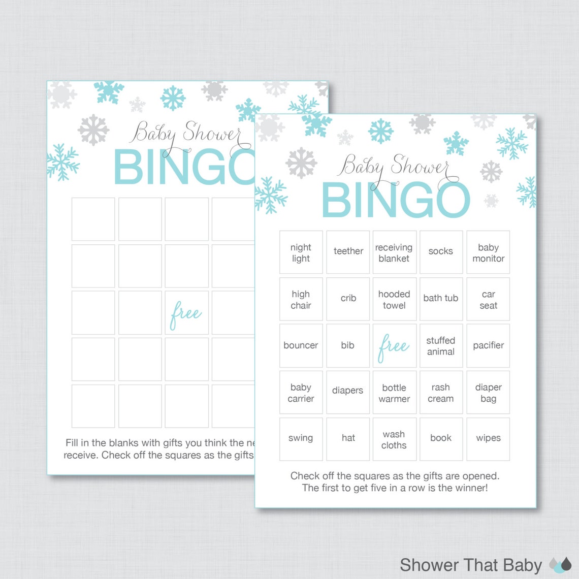 Winter Baby Shower Bingo Cards Printable Prefilled Bingo | Etsy