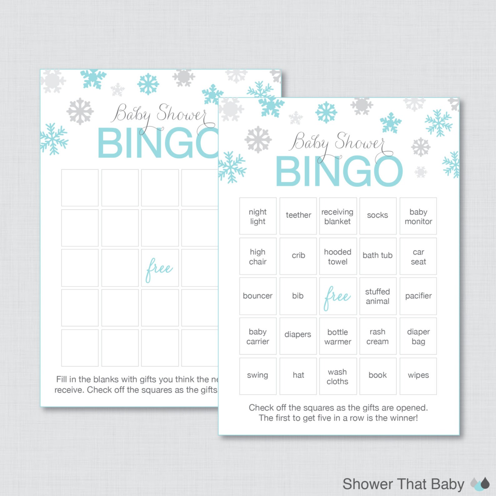 Winter Baby Shower Bingo Cards Printable Prefilled Bingo | Etsy
