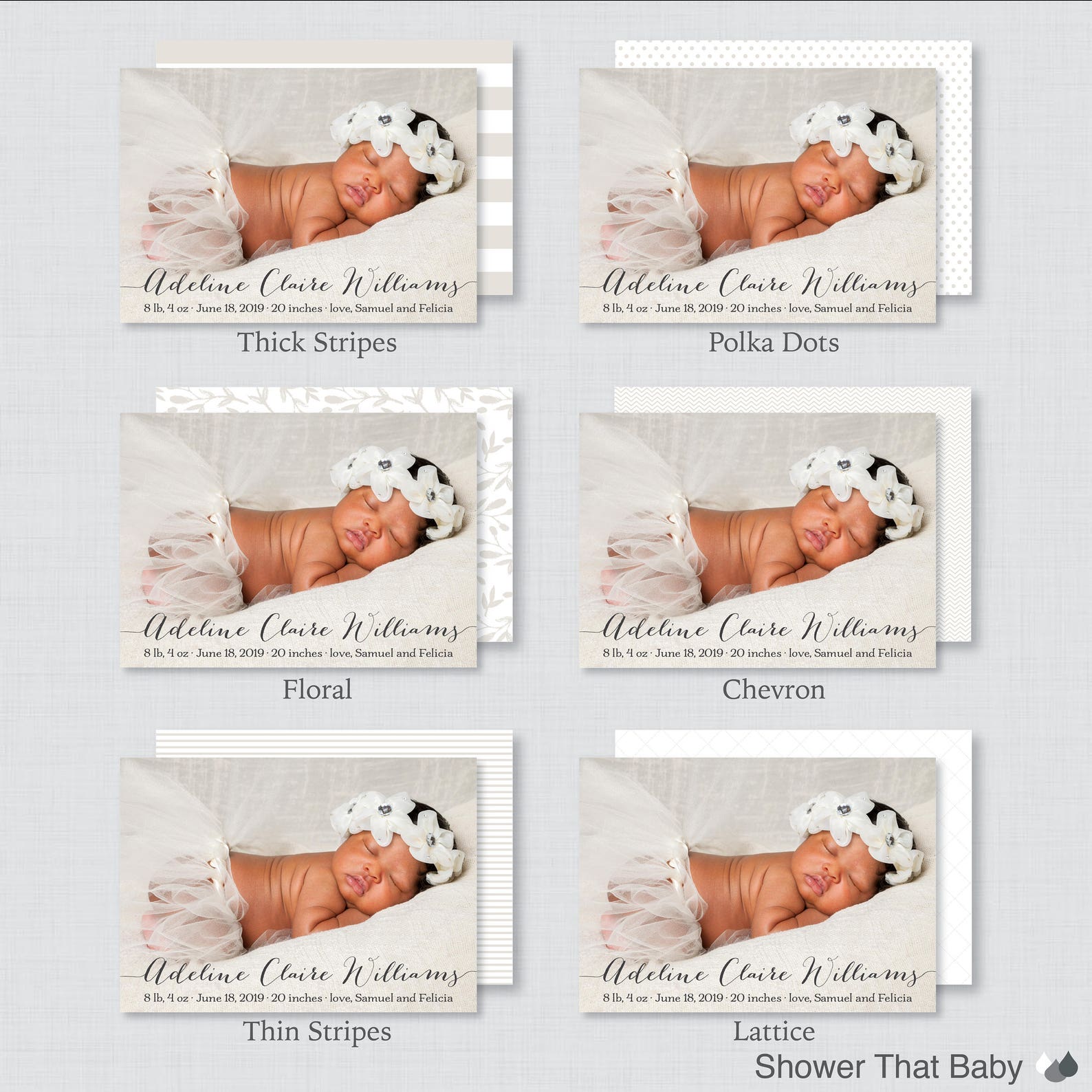 Printable or Printed Photo Birth Announcement Cards with Name | Etsy