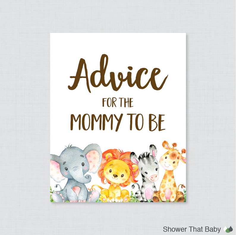 Safari Advice For Mommy To Be Cards And Sign Printable Etsy