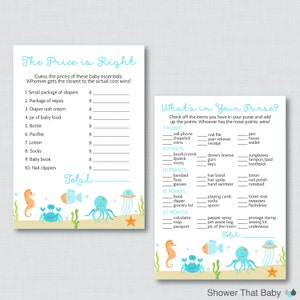 Under the Sea Baby Shower Games Package in Blue - Seven Printable Games ...