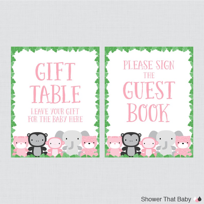 Printable Jungle Theme Baby Shower Table Signs SIX Signs - Etsy
